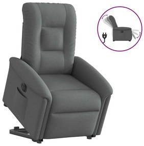 Elektrické zvedací polohovací křeslo tmavě šedé textil 3303275