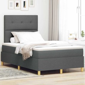 Postel s boxspringem s čelo Tmavě šedá 120 x 190 cm textil 3339603