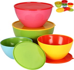 Monzana Sada plastových misek s víčky 4 ks – 900 až 4000 ml