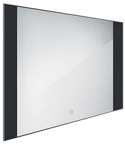 Nimco - Zrcadlo s LED osvětlením, 80x60 cm, dotykový senzor, hliník/černá ZPC 41003V-90