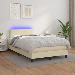Box spring postel s matrací a LED krémová 120x200 cm umělá kůže 3134095