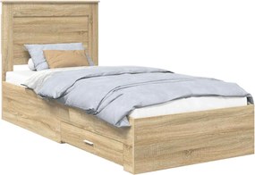 Rám postele Sonoma dub a stříbrná 75 x 190 cm Kompozitní dřevo 3410375