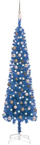 Úzký vánoční stromek s LED a sadou koulí modrý 210 cm,  3078078 HangarStore.cz