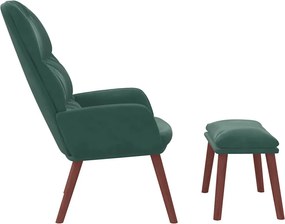 Relaxační křeslo s podnožkou tmavě zelené samet 3315118
