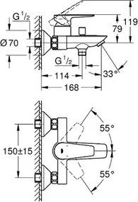 Grohe Start Edge - Vanová nástěnná baterie chrom