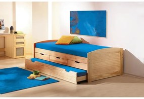 Dřevěná postel 8806 90x200 cm s výsuvným lůžkem a úložným prostorem