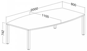 Jednací stůl ProOffice 200 x 110 cm / Třešeň