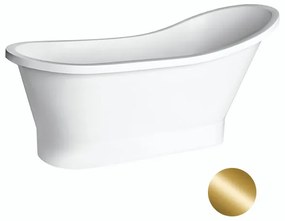 Besco Volně stojící vana z litého mramoru Gloria 150x67 (160x67,5) Barva: Bílá, Rozměry (cm): 150x67, Typ a barva výpustě: Click-Clack s horním čištěním, zlatá