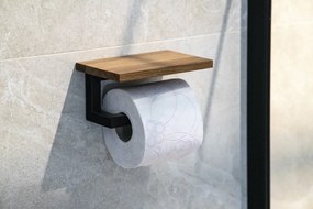 Sapho, SKA Držák toaletního papíru s poličkou 15x8x10cm, černá matná/dub, SKA421