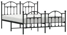 Kovový rám postele s hlavovým a nožním čelem černý 135 x 190 cm,  353456