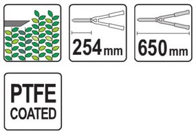 Yato Nůžky na živý plot 650mm (nože 254mm)