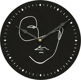 Nástěnné hodiny LINE FACE 29 cm, černé