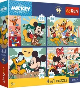 TREFL Puzzle Premium Plus Kids Mickey a přátelé: Všichni spolu / 4x88