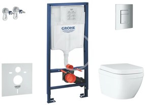 Grohe - Set předstěnové instalace, klozetu a sedátka Euro Ceramic Compact, softclose, Triple Vortex, tlačítko Even, chrom