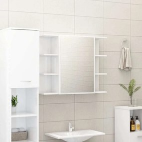 vidaXL Koupelnová skříňka se zrcadlem 80 x 20,5 x 64 dřevotříska [802612] Barva: bílá s vysokým leskem