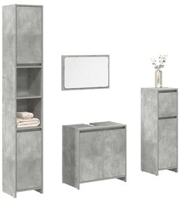 4dílný set koupelnového nábytku betonově šedý kompozitní dřevo 3324849