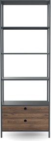 Regál se zásuvkami do kanceláře, na šanony a dokumenty, otevřené police, kovový, antracitový/ořech, 800x2200x400 mm: ARIEL Eco Design