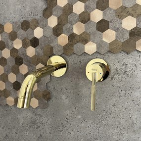 Rea Argon, umyvadlová baterie pod omítku + montážní systém BOX, zlatá lesklá, REA-B7809