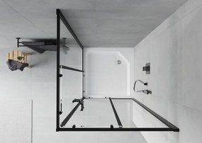 Mexen Rio, čtvercový sprchový kout 90 x 90 cm, 6mm čiré sklo, černý profil + bílá sprchová vanička RIO, 860-090-090-70-00-4510