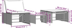 vidaXL Zahradní lehátka 2 ks se stolkem světle šedá polyratan [368427]