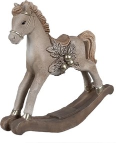 Dekorace béžový houpací koník - 17*5*16 cm