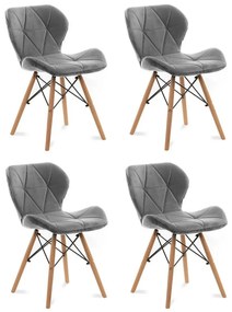 Konsimo Sp. z o.o. Sp. k. | SADA 4x Jídelní židle TRIGO 74x48 cm světle šedá/buk | KO0146