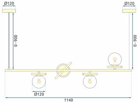 Toolight Moderní závěsné osvětlení APP1665-4CP Gold