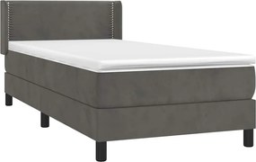 Box spring postel s matrací tmavě šedá 90x190 cm samet 3130872