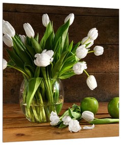 Obraz bílých tulipánů ve váze (30x30 cm)