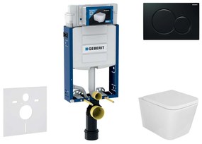 Geberit Kombifix - Set předstěnové instalace, klozetu Arkas I a sedátka softclose, tlačítko Sigma01, černá SANI15CA5125