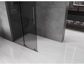 Mexen Velar L, posuvná sprchová zástěna Walk-in 110 x 200 cm, 8mm šedé sklo, grafit broušený, 871-110-003-43-66