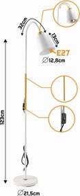 BERGE LED stojací lampa 1xE27 150cm bílá