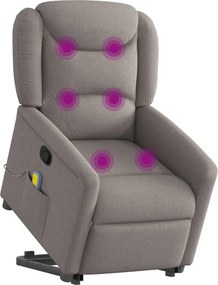 Zvedací masážní polohovací křeslo taupe textil 3303211