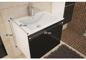 Koupelnová skříňka pod umyvadlo Maeve (bílá + černý extra vysoký lesk). 808191