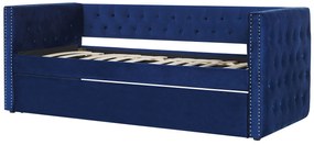 Výsuvná postel v modrém sametu 90 x 200 cm GASSIN Beliani