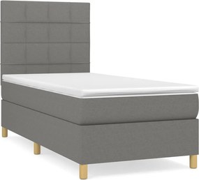 Box spring postel s matrací tmavě šedá 100 x 200 cm textil 3142314