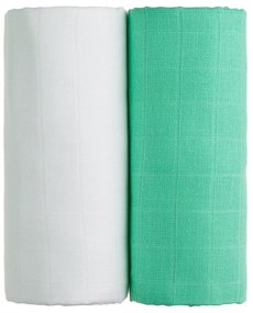 Sada 2 bavlněných osušek v bílé a zelené barvě T-TOMI Tetra, 90 x 100 cm