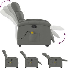 Zvedací masážní polohovací křeslo tmavě šedé textil 3203991