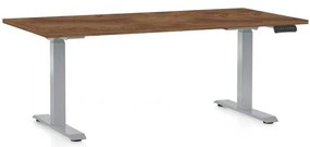 Výškově nastavitelný stůl OfficeTech D, 160 x 80 cm, šedá podnož, dub silverjack