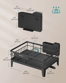 Sušák na nádobí, 360° otočný, černý