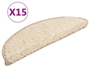 vidaXL Marketos Schodové rohože 15 ks 56x17x3 cm krémové, půlkulaté