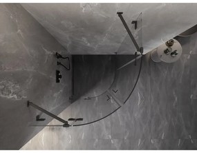Mexen Lunar, půlkruhový výklopný sprchový kout 70 x 70 cm, 8mm čiré sklo, grafitový profil, 833-070L-070P-95-00