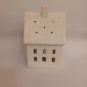 LED dekorace keramický domeček 10,6 × 8,7 × 16,8 cm, teple bílá, 2× LR44