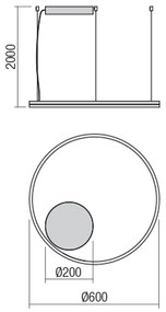 Redo 01-1711 závěsné LED stmívatelné svítidlo Orbit bronz, 42W, 3000K, ø60cm