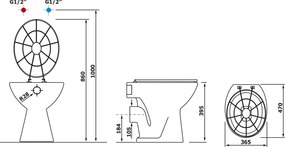Aqualine keramická výlevka samostatně stojící s roštem zadní odpad bílá 36x47 cm VKS02
