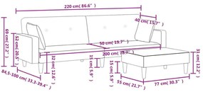 Petromila 2místná rozkládací pohovka s podnožkou světle šedá textil