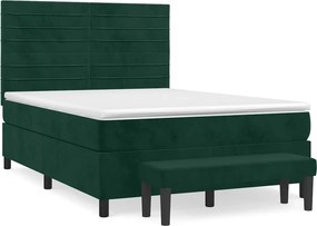 Box spring postel s matrací tmavě zelená 140x200 cm samet 3137908