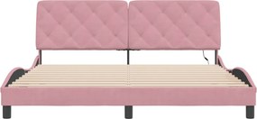 Rám postele s LED bez matrace růžový 180 x 200 cm samet 3213872