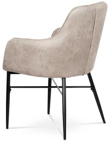 Jídelní židle AC-9990 LAN3 látka lanýžová v dekoru vintage kůže, kov černý lak mat