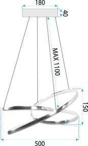 Toolight Toolight, LED závěsné svítidlo 50cm, 32W, G005-CP, zlatá lesklá, OSW-09746